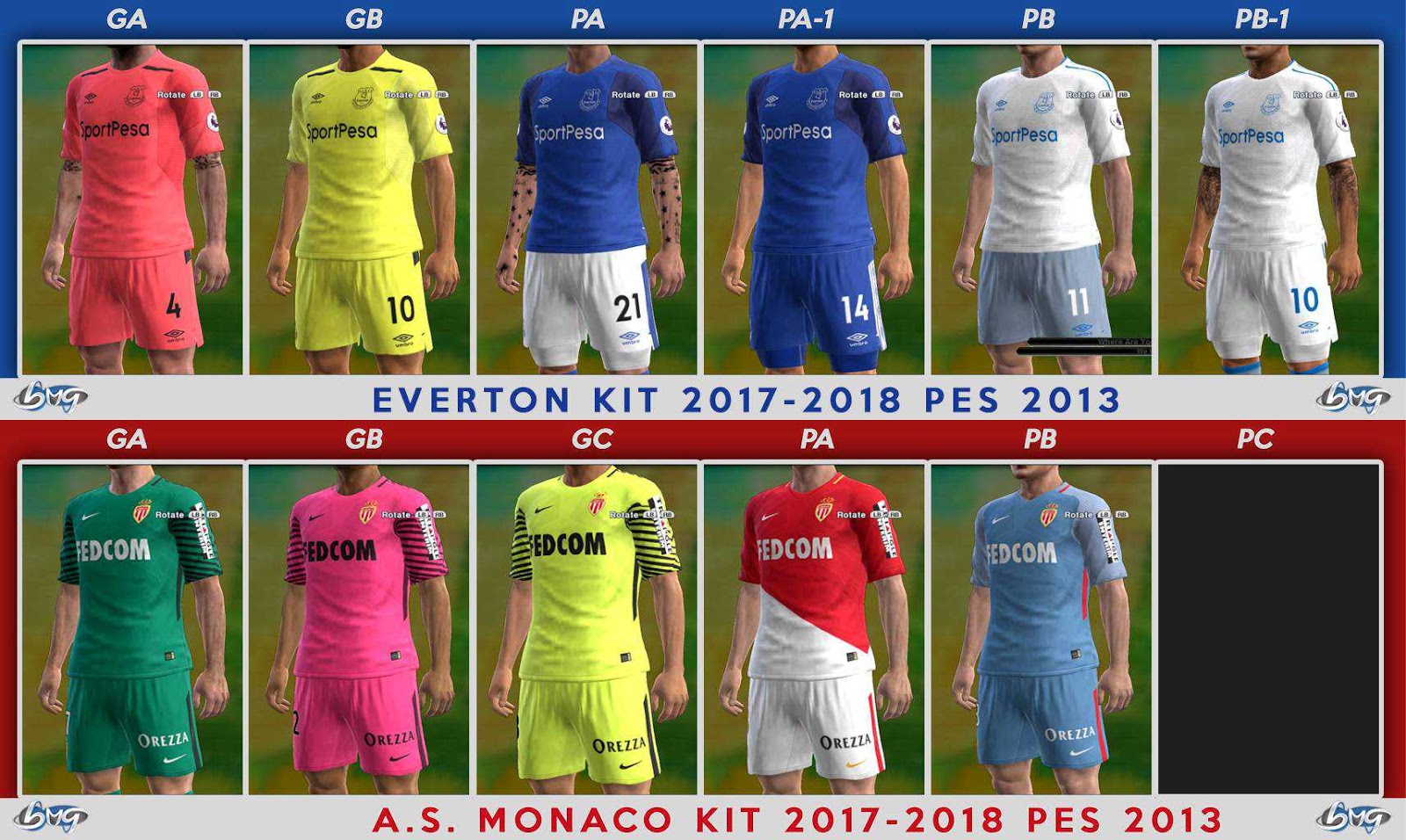 pes-modif: PES 2013 Everton Update away kit & AS MONACO kit 17/18 by ...