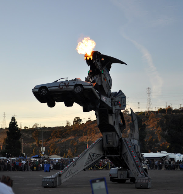 Just A Car Guy: Robosaurus gives a good show of chewing on and tearing ...