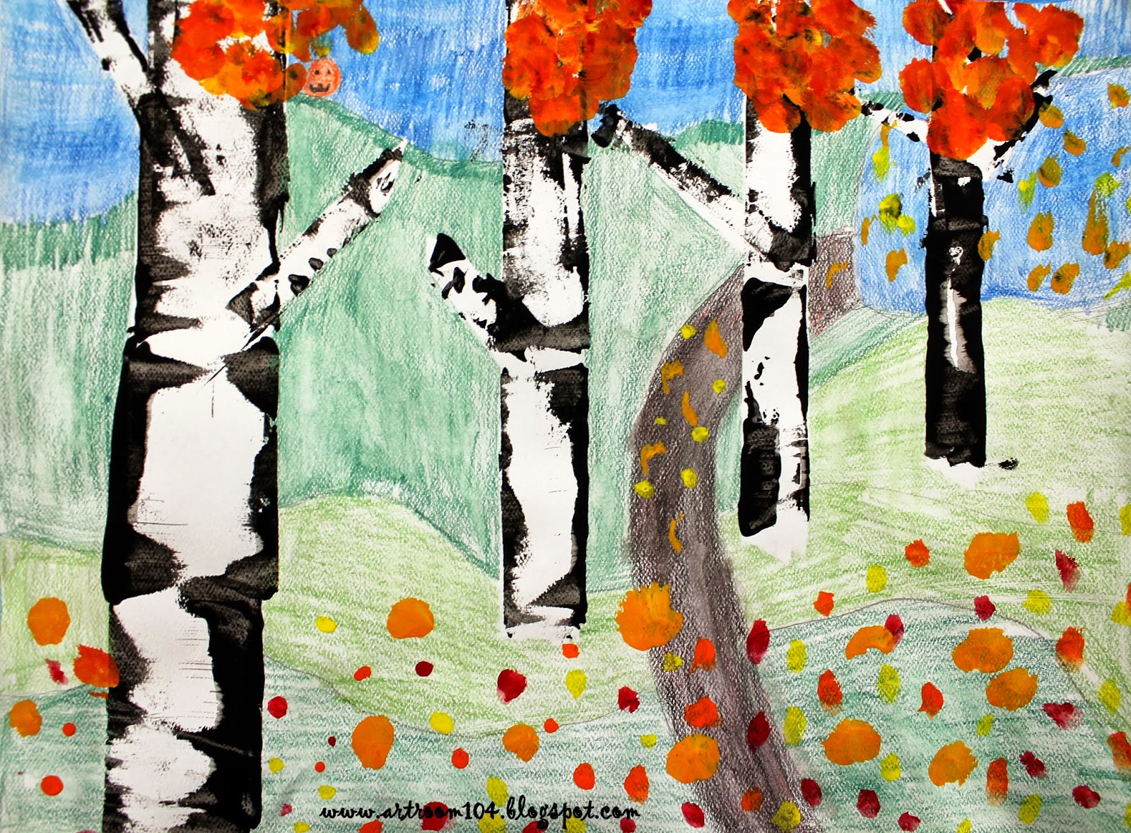Art Room 104: 3rd Grade: Fall Birch Trees