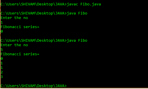 Write a program to print Fibonacci series in java