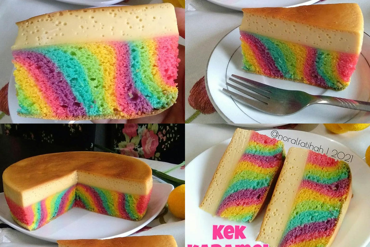 Resepi Kek Puding Caramel Pelangi. Gabungan Puding Caramel Dan kek ...