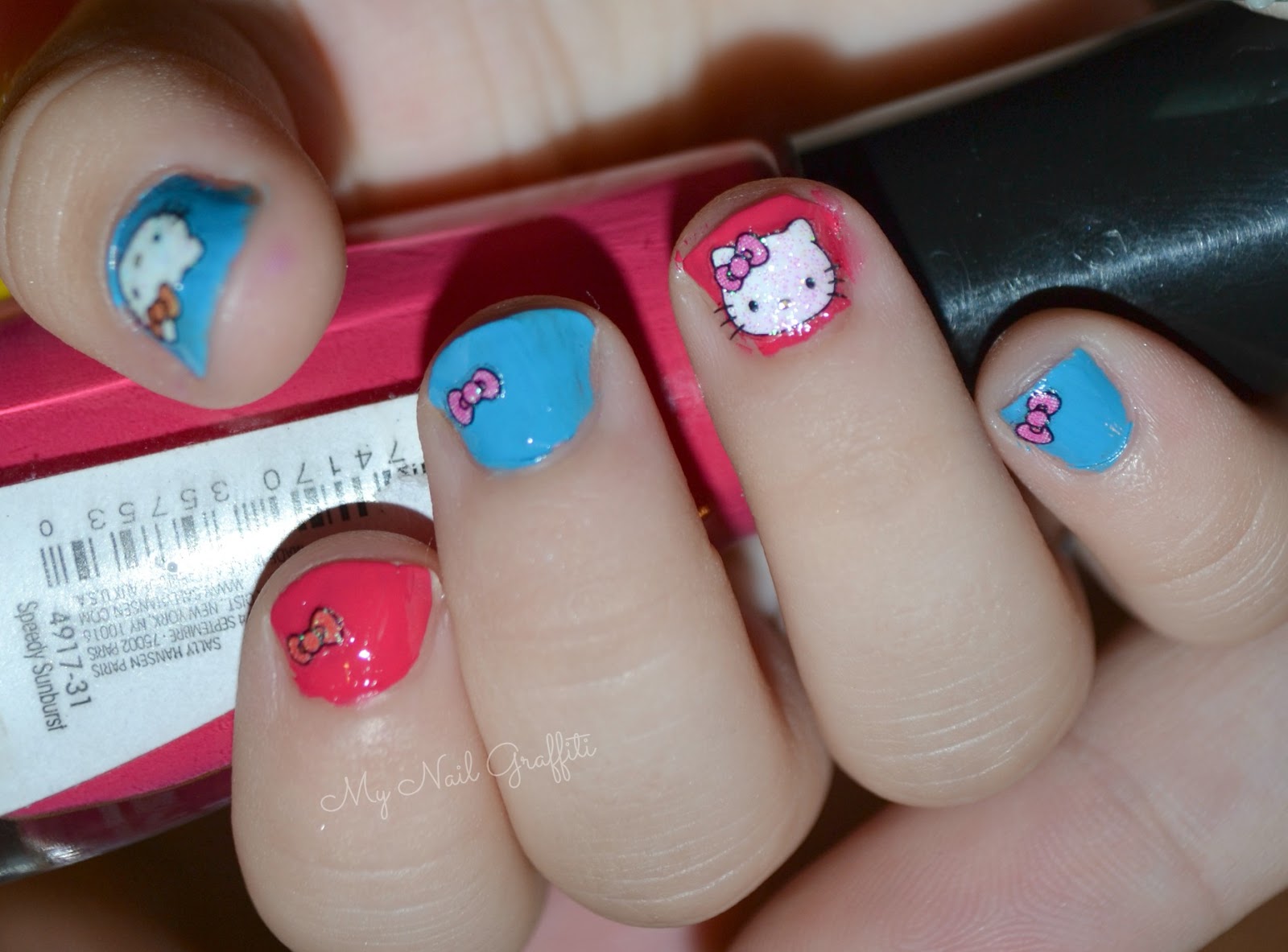 My Nail Graffiti Hello Kitty Stickers On Toddler Nails My Nail Graffiti Hello Kitty Stickers On Toddler Nails