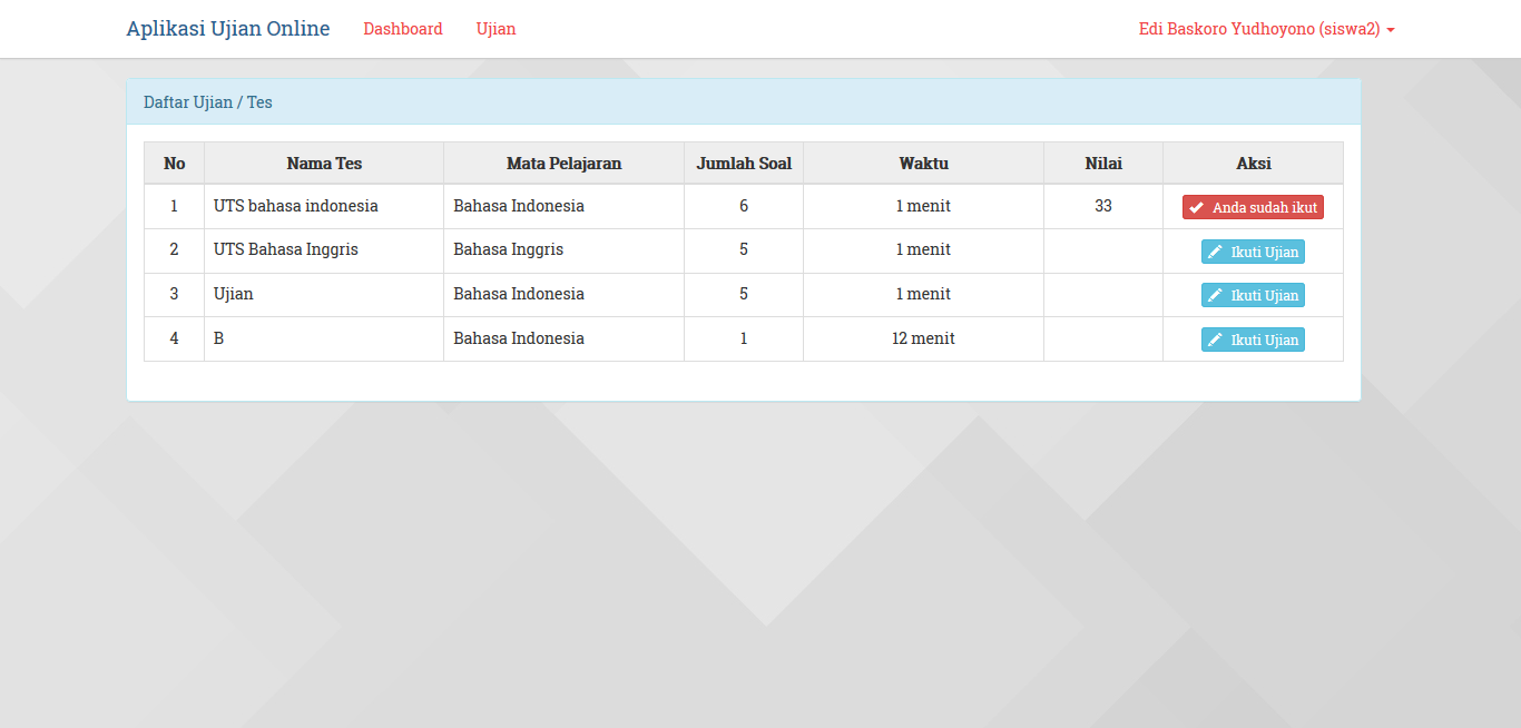 Source Code PHP MySQL Aplikasi Ujian Online Berbasis Web CAT