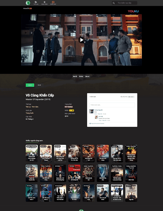 Giao diện web kho phim plus 2021