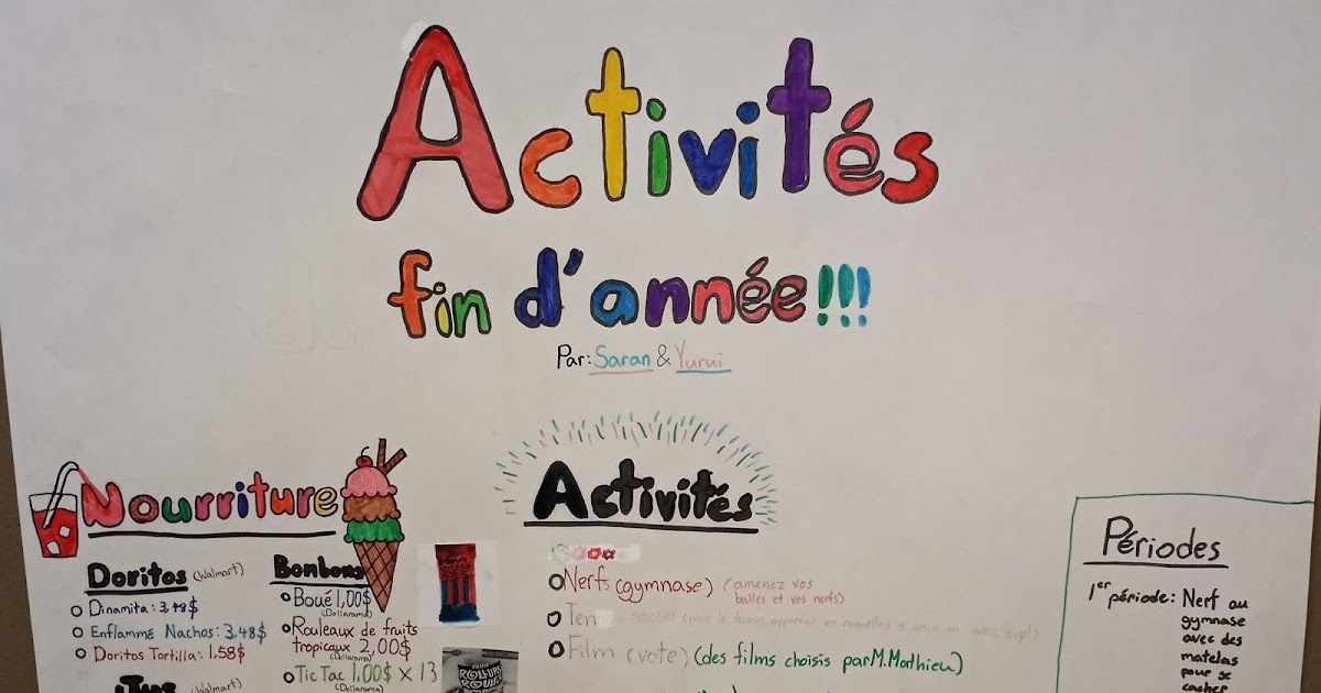 Classe : monsieur Mathieu: Activités de fin d'année