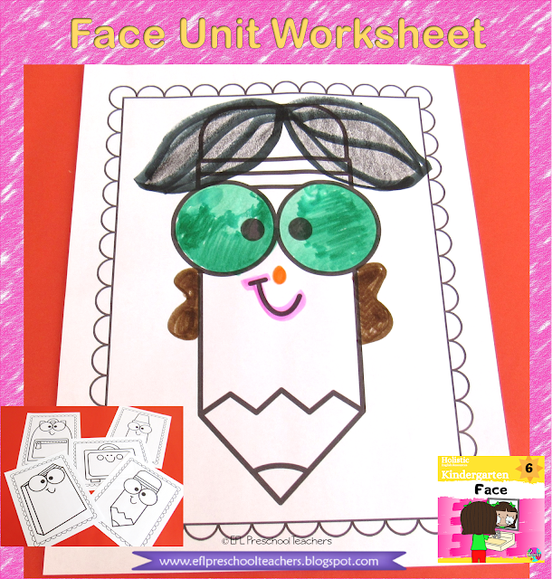 ESL/EFL Preschool Teachers: Face Theme Worksheets for Kindergarten
