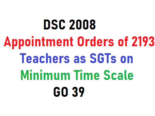 DSC 2008 Appointment Orders of 2193 Teachers as SGTs on Minimum Time ...