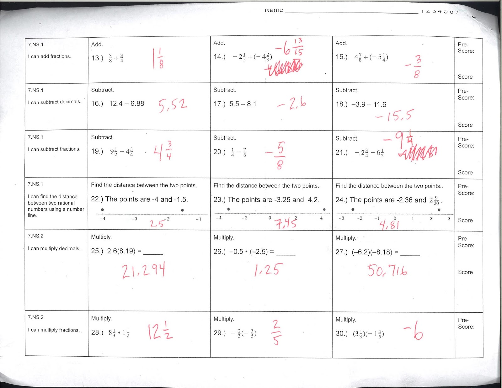 Hamilton Middle School 7th Grade Math