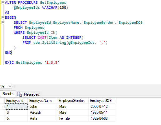 Split a String into Rows using Stored Procedure - CoreProgram