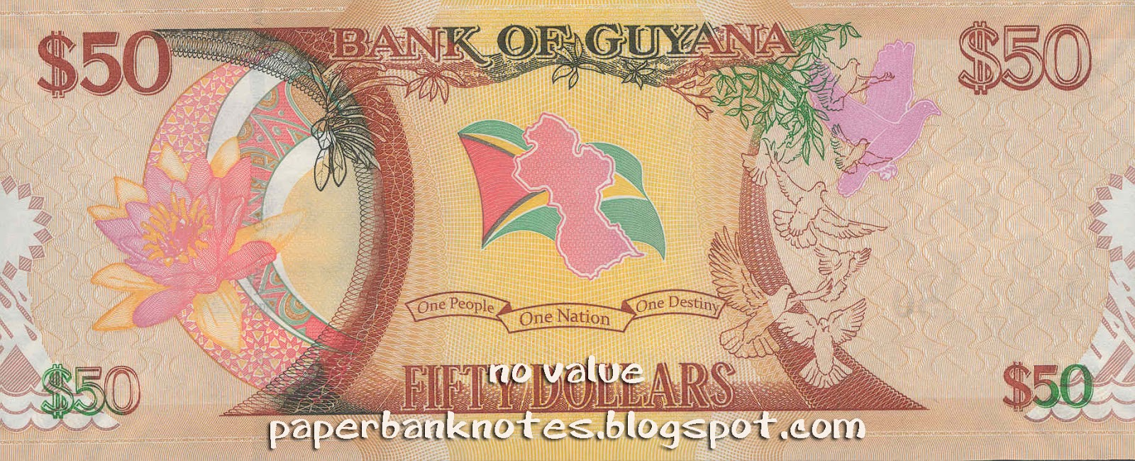 america: ..Guyana - $50 Independence Commemorative 1966-2016