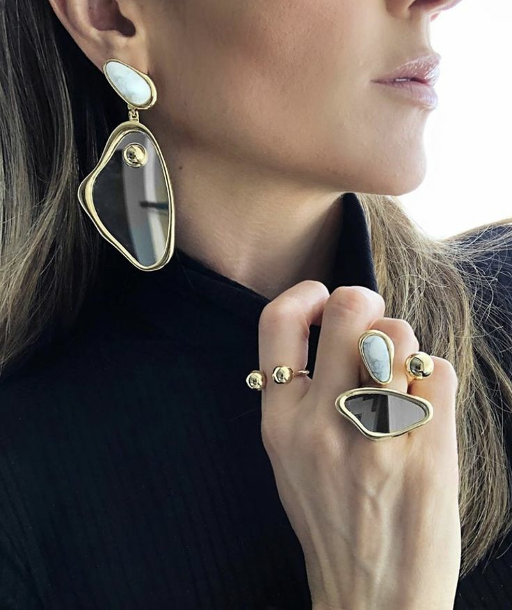 Contemporary earrings and rings sets