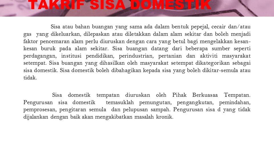 apa maksud sisa domestik - OlivetaroDay