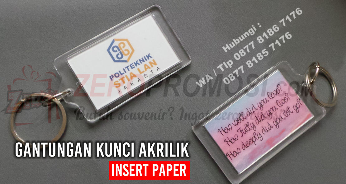 Souvenir Gantungan Kunci Akrilik Insert Paper Custom Logo 2 Sisi ...