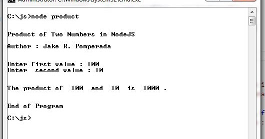 Free Programming Source Codes And Computer Programming Tutorials Product Of Two Numbers In Nodejs