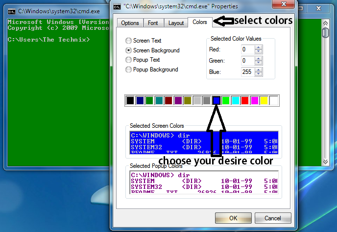 Change command prompt background color without any command | Tekspot