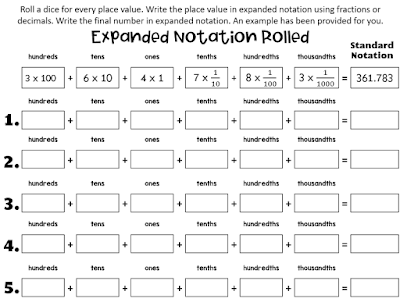 Teaching in an Organized Mess: Expanded Notation Dice Game Elementary ...