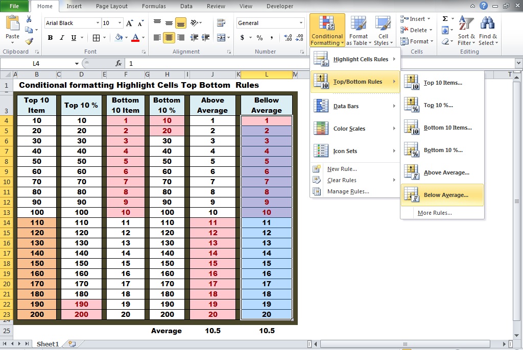 Conditional Formatting Highlight Cells Top Bottom Rules Excel Desk