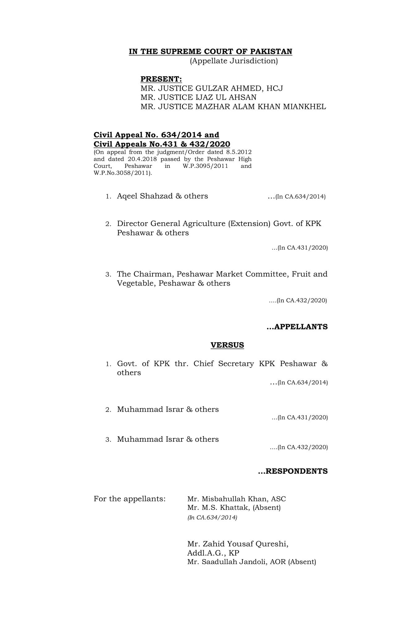 KNOWLEDGE FOR ALL: civil appeal 634/2014 and 431 & 432 / 2020 supreme ...