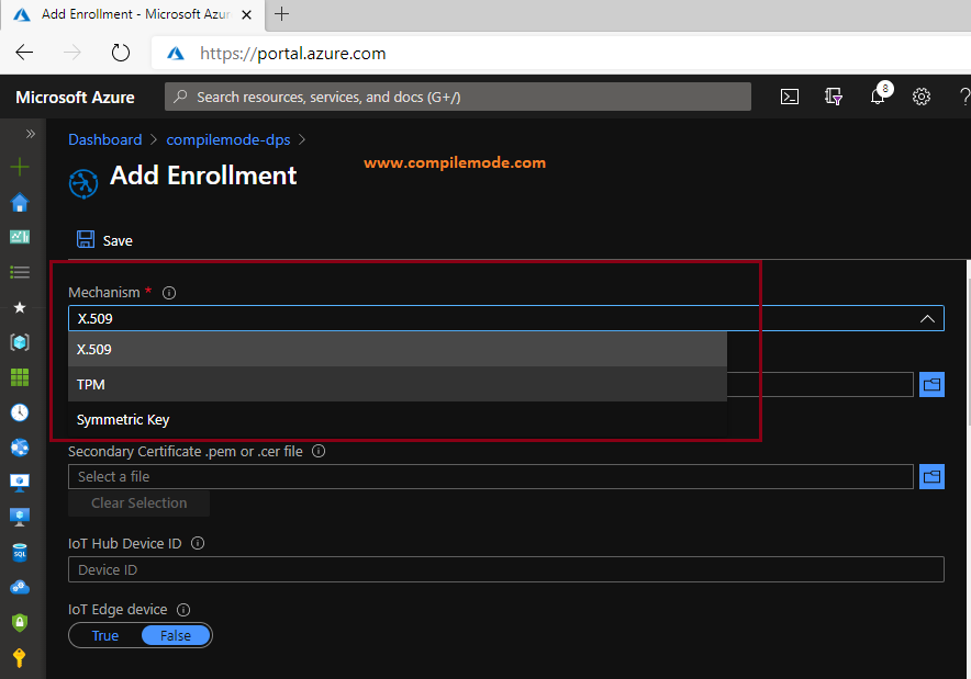Creating Device Enrollment on Azure Device Provisioning Service