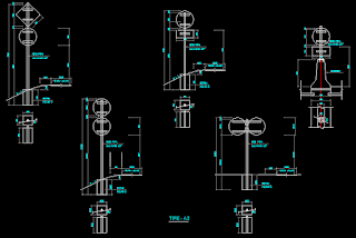 Gambar Detail Tiang dan Pondasi Rambu-Rambu - CADWG