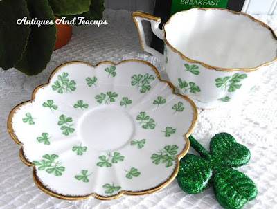 Antiques And Teacups: Irish Shamrock Tea Tray For St. Patrick's Day