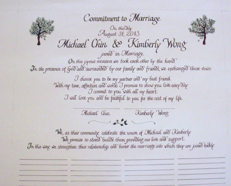 From the Ash Tree Meadow...: Wedding Ceremony Calligraphy: Certificate ...