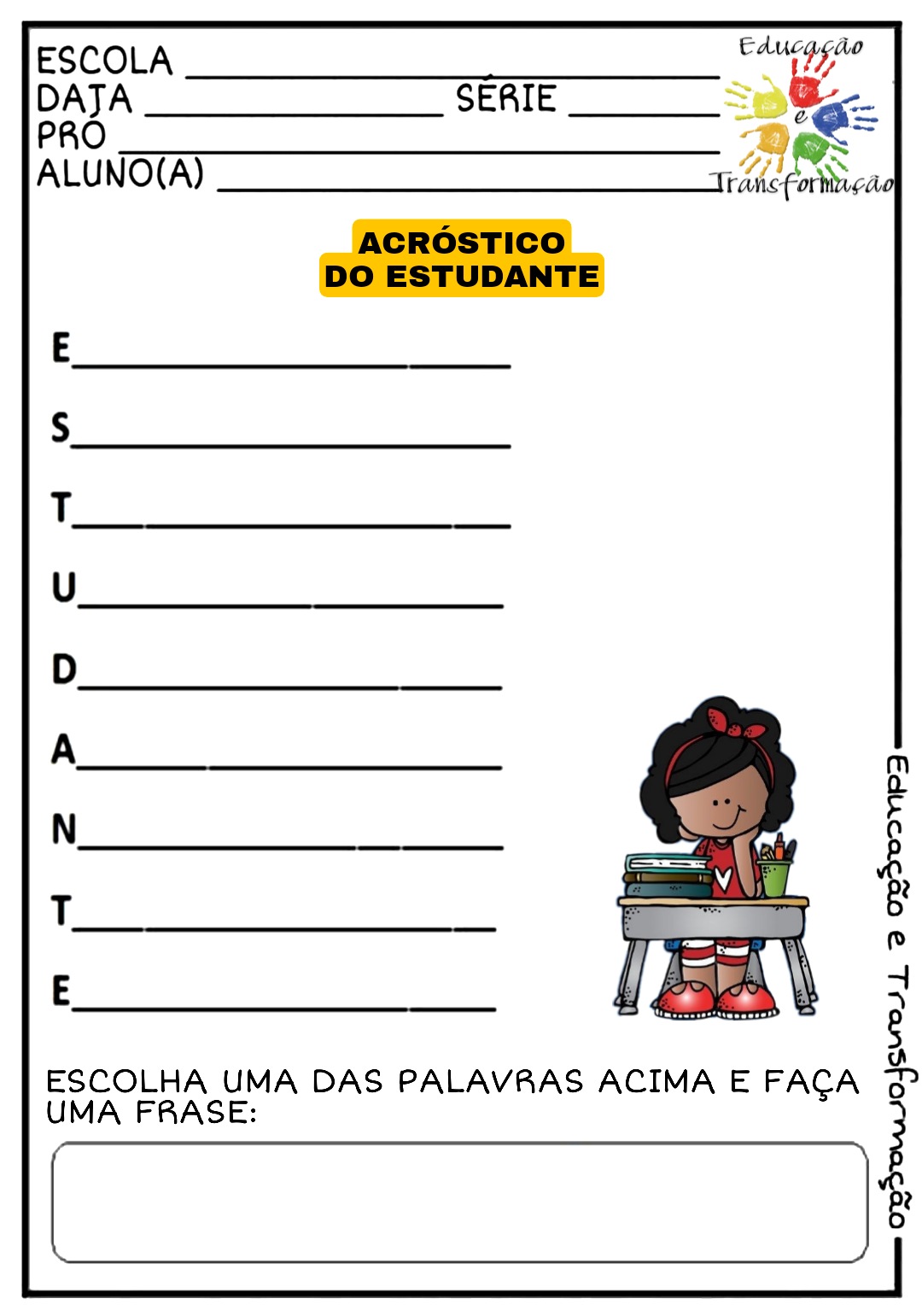 Acrostico Dia Do Estudante - RETOEDU