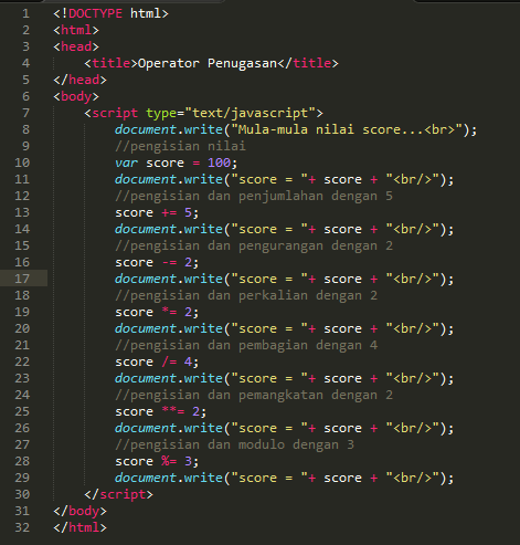 Pertemuan 2 - JavaScript Operator