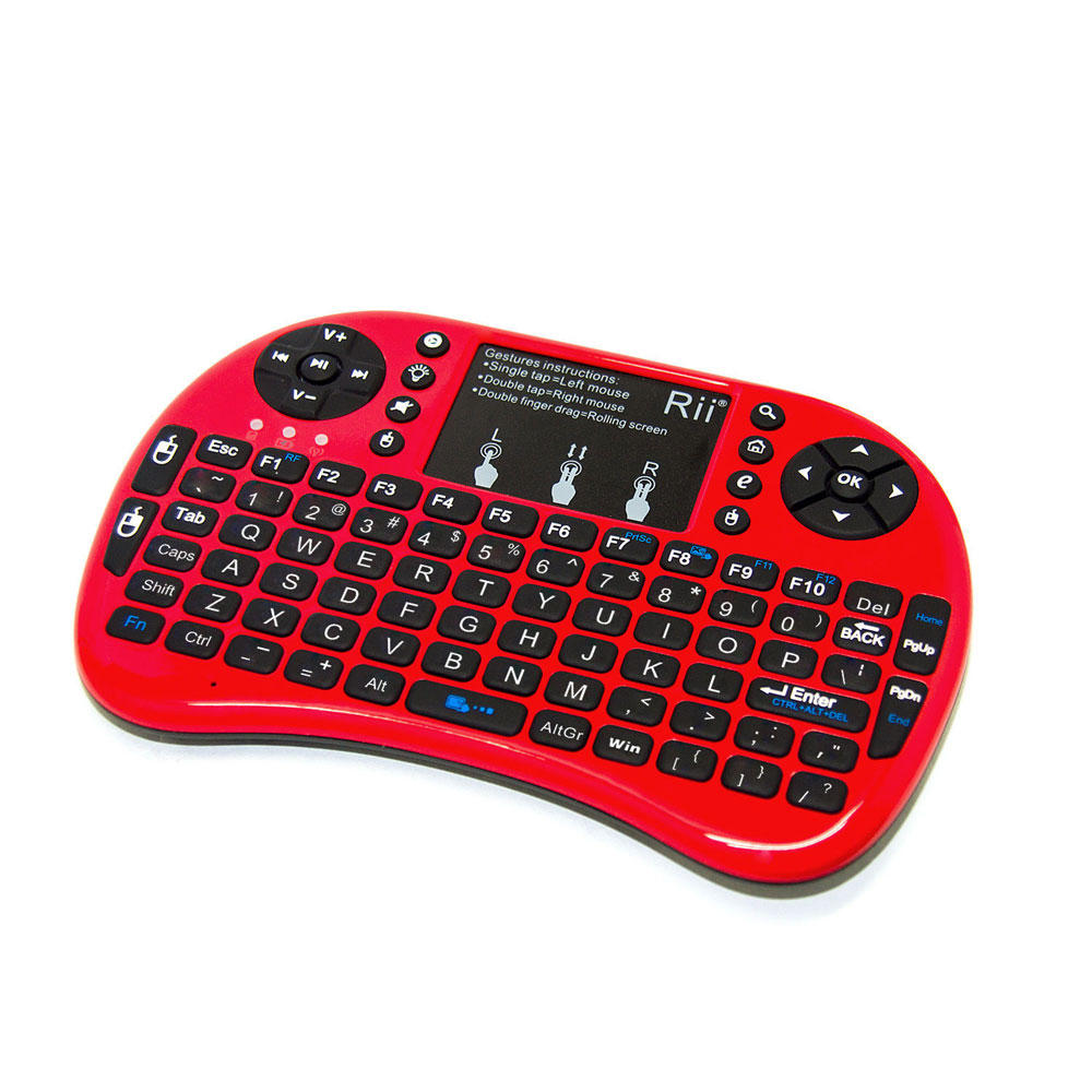 Rii i8+ Red Mini Wireless 2.4G Backlight Touchpad Air Mouse Keyboard ...