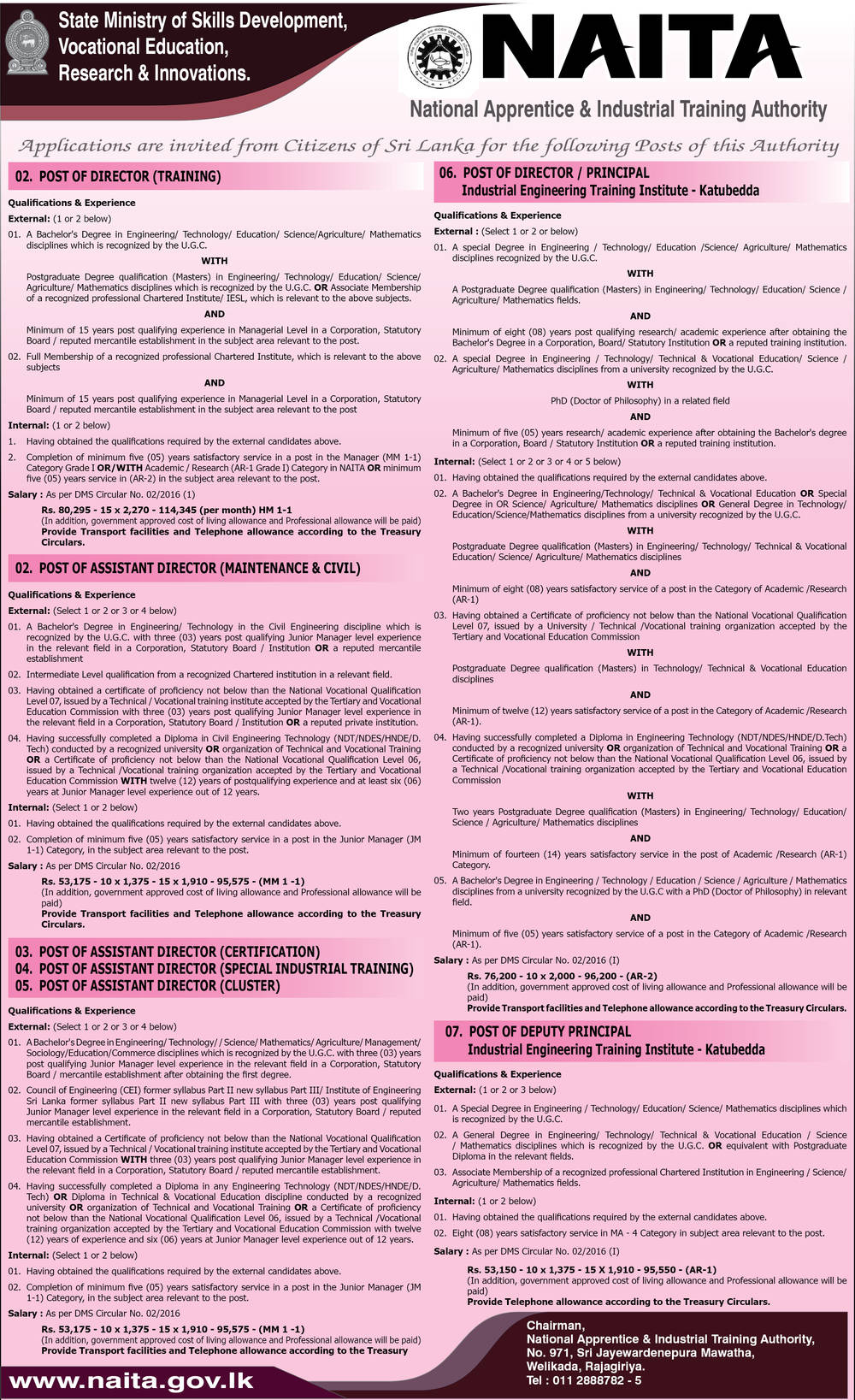 Vacancies in NAITA (National Apprentice & Industrial Training Authority ...