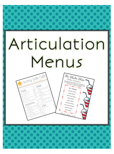 Speech with Sharon: Worth it Wednesday {Articulation Menus}