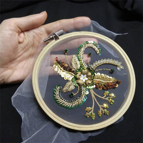 My Owl Barn: Delicate Hand-Embroidery With Sequins and Beads On Tulle