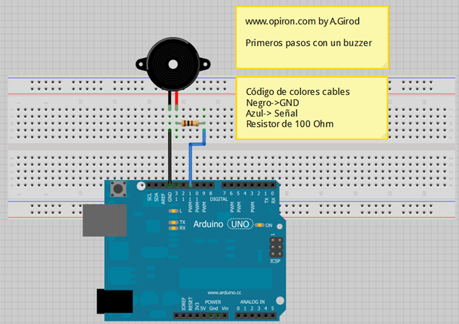 Opiron Electronics: Primeros pasos con un buzzer