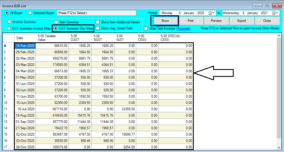 Invoice B2B List Report Help Guide