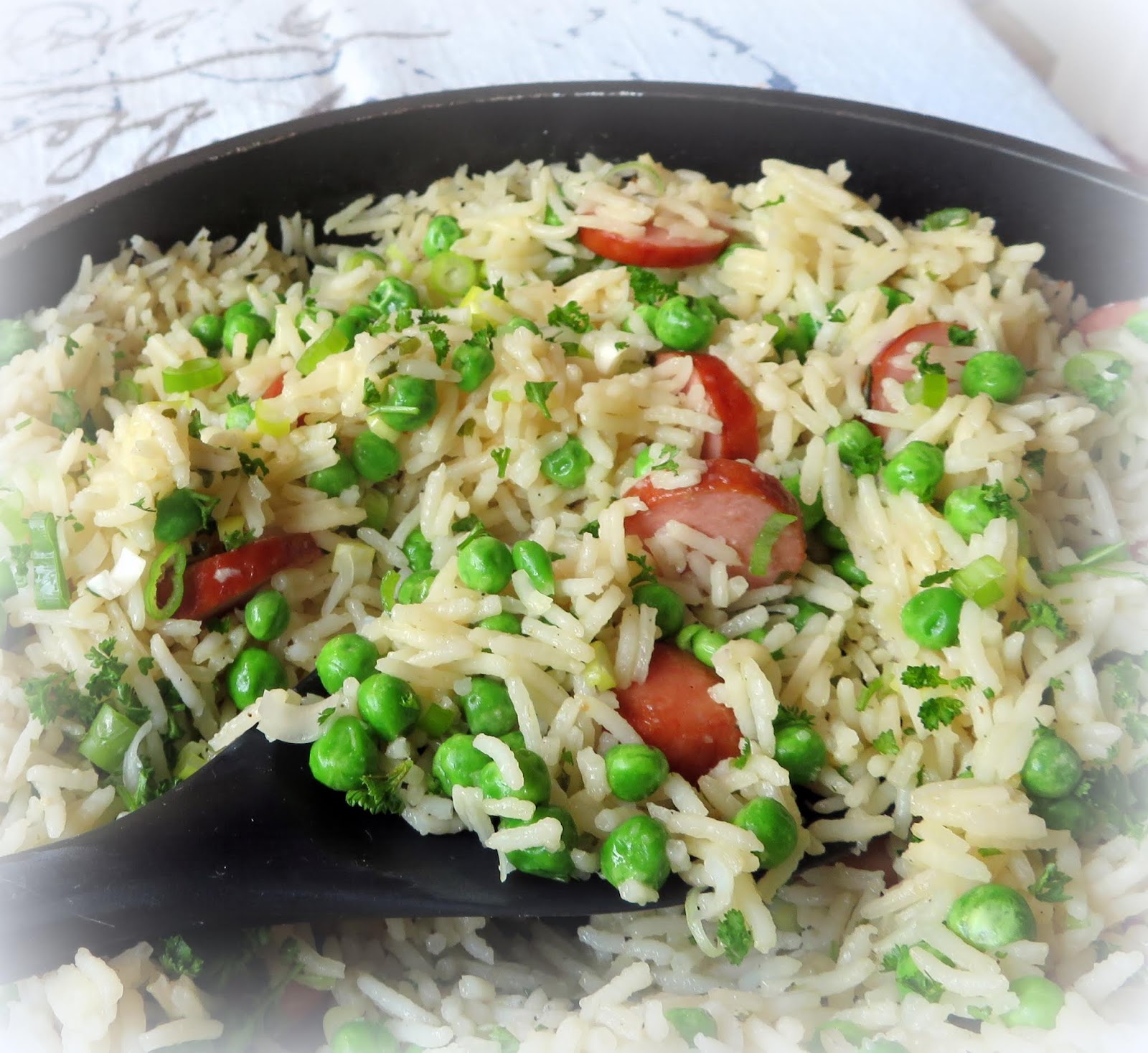 Skillet Sausage, Peas & Rice | The English Kitchen