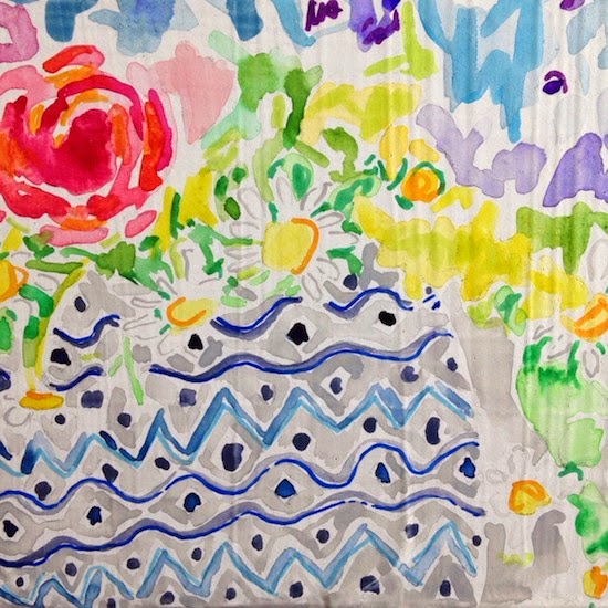 katelewisart.: spring flowers with patterned vase