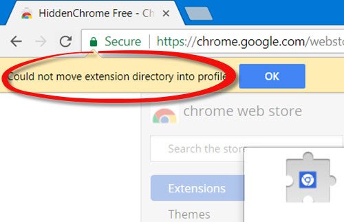 No se pudo mover el directorio de extensiones al perfil: error de Chrome