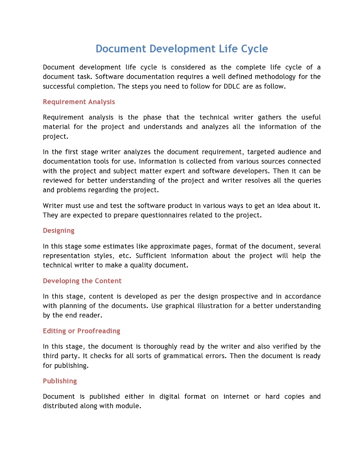 SV Technologies: Document Development Life Cycle