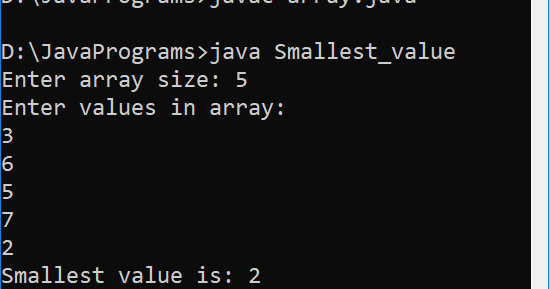 Java Smallest Value In Array