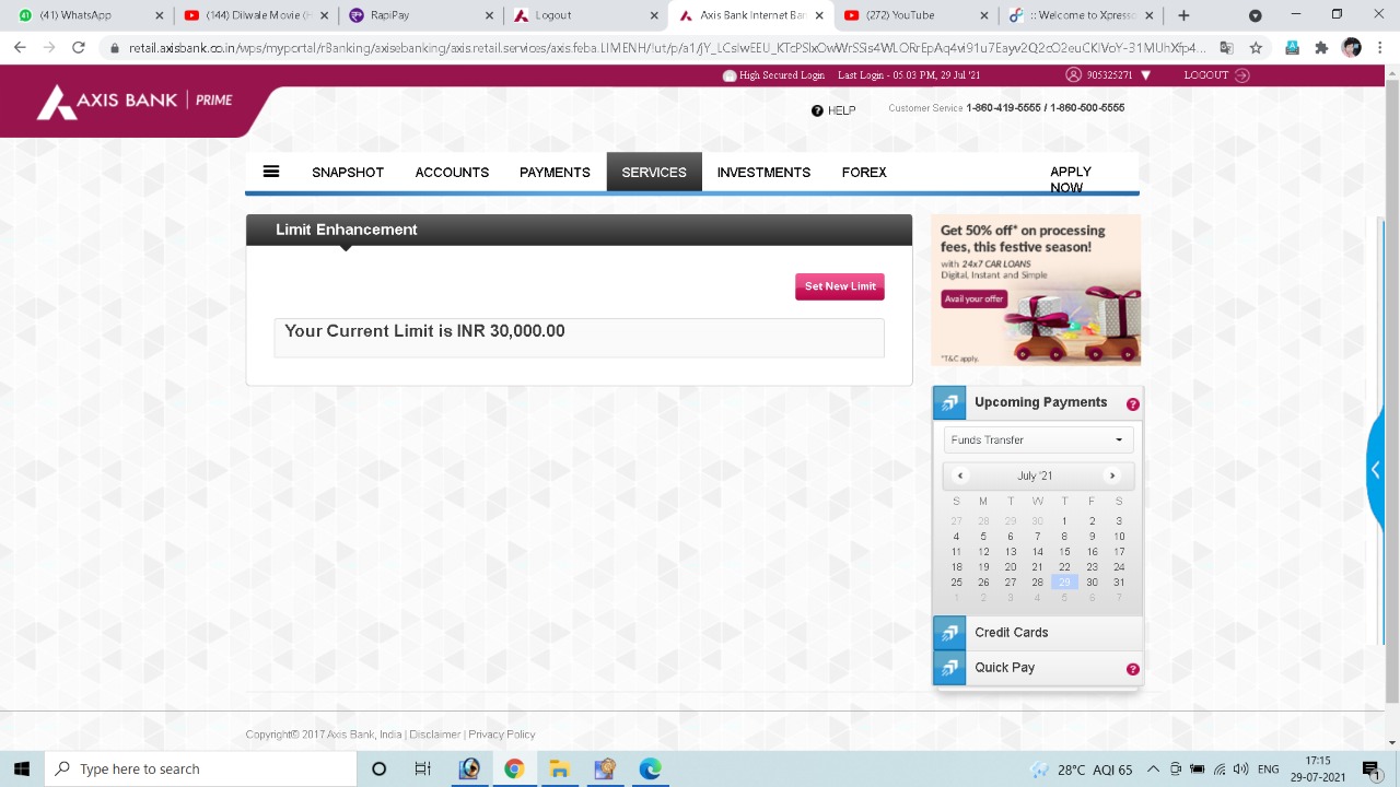 axis bank You have exceeded your daily transaction limit