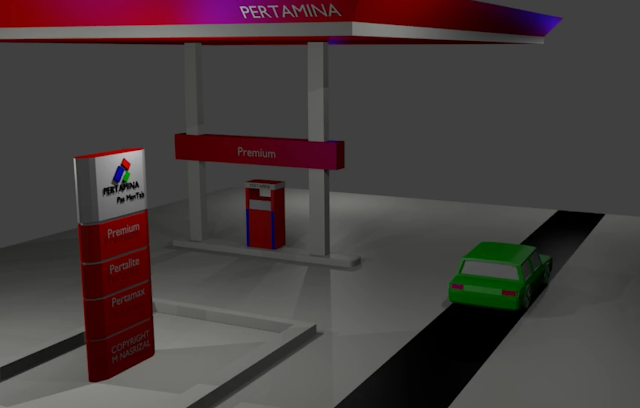 Modelling dan animasi 3d SPBU/Pertamina Mini | Blender - Teh Goyang
