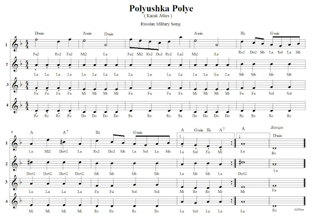 Polyushka Polye ( Kazak Atları ) - Nota Akor