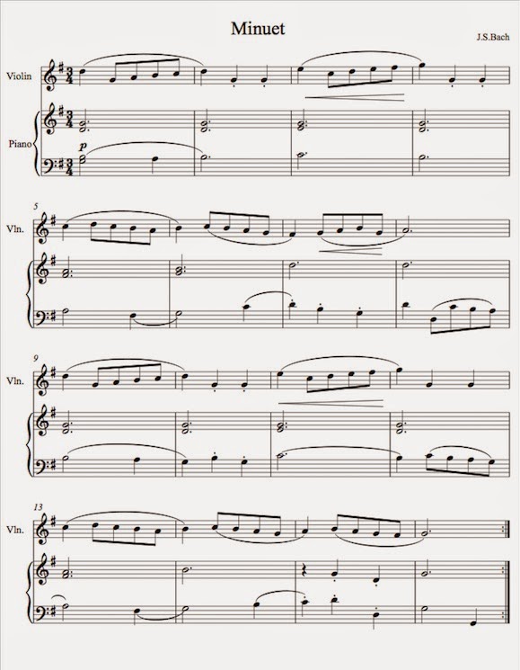 Bach - Minuet | Partituras para Violin