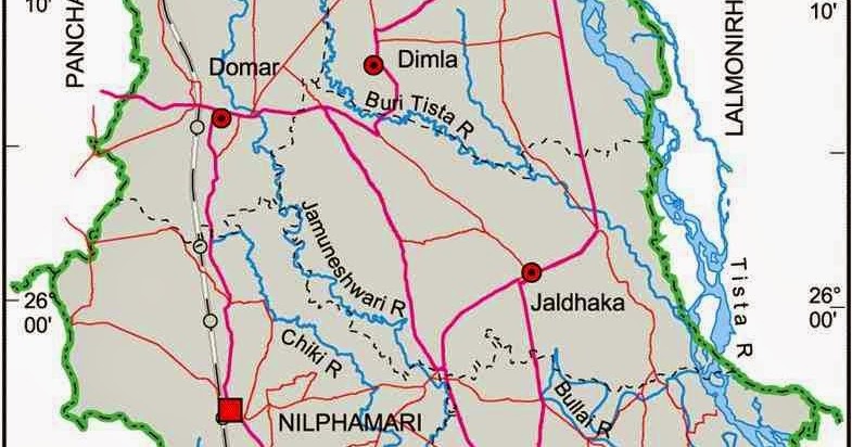 Nilphamari Zila Map, Rangpur Division, Bangladesh