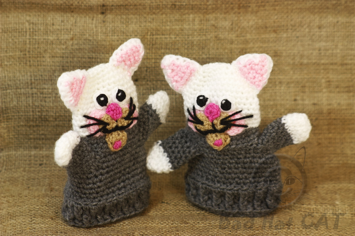 Bad Hat Cat: Crochet kitty cat gloves,crochet cat mittens, animal theme ...