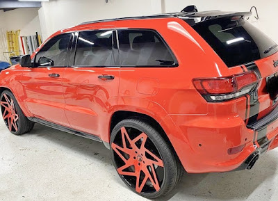 Ace-1: Red Wrap 2020 SRT Jeep Trackhawk on Concave 26" Forgiatos