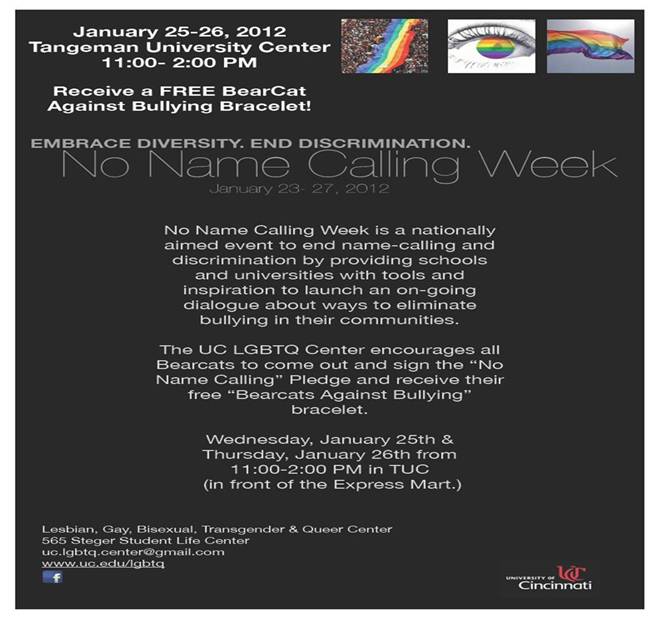 RAPP: UC's Social Justice Forum: No Name Calling Week - Jan 23rd-27th!