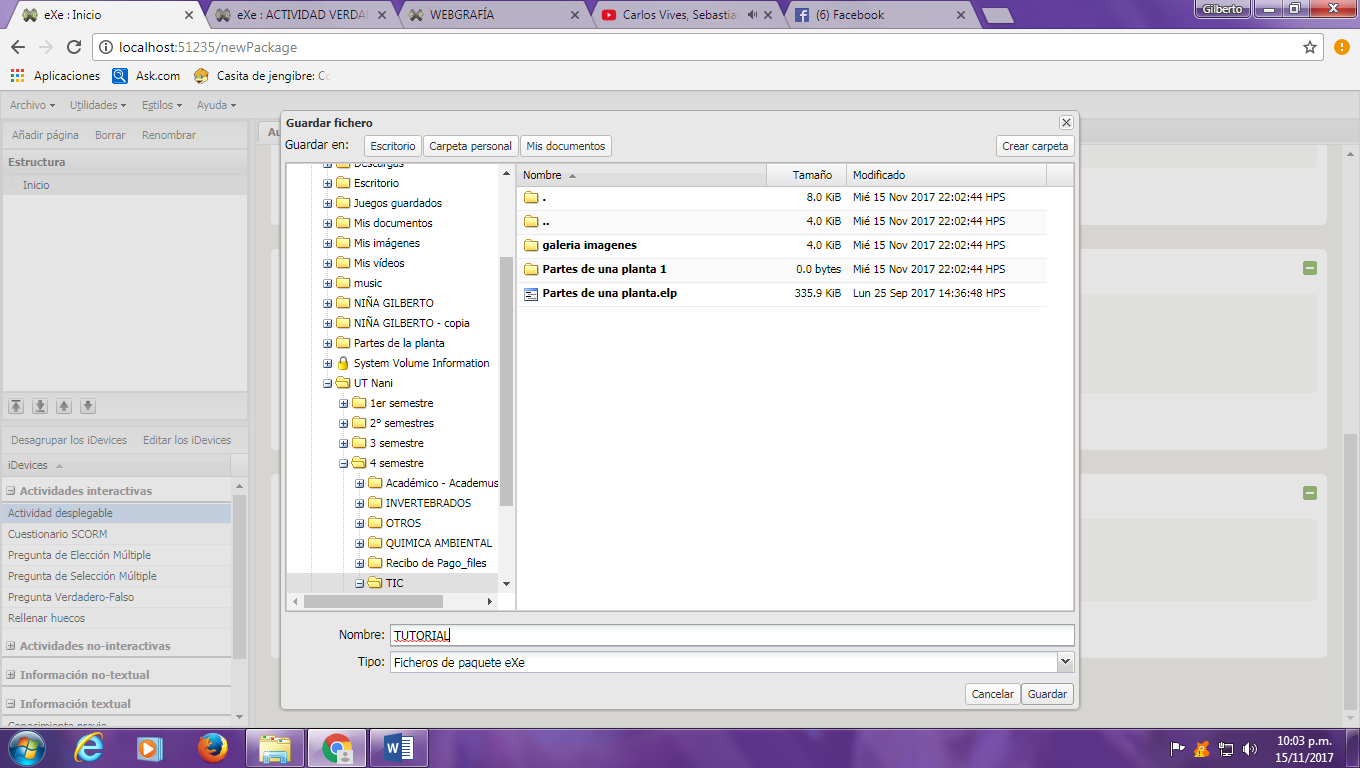 Tutorial exelearning: 2017