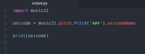 Python music21.pitch.Pitch().unicodeName:산을 붉게 물들이는 꽃