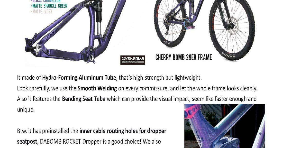 DA BOMB Bikes: Extreme MTB Frames & Components: DA BOMB Frame - CHERRY ...